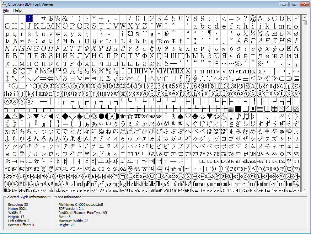 點陣字型 ASCII Bitmap Font - hoyo 學習紀錄