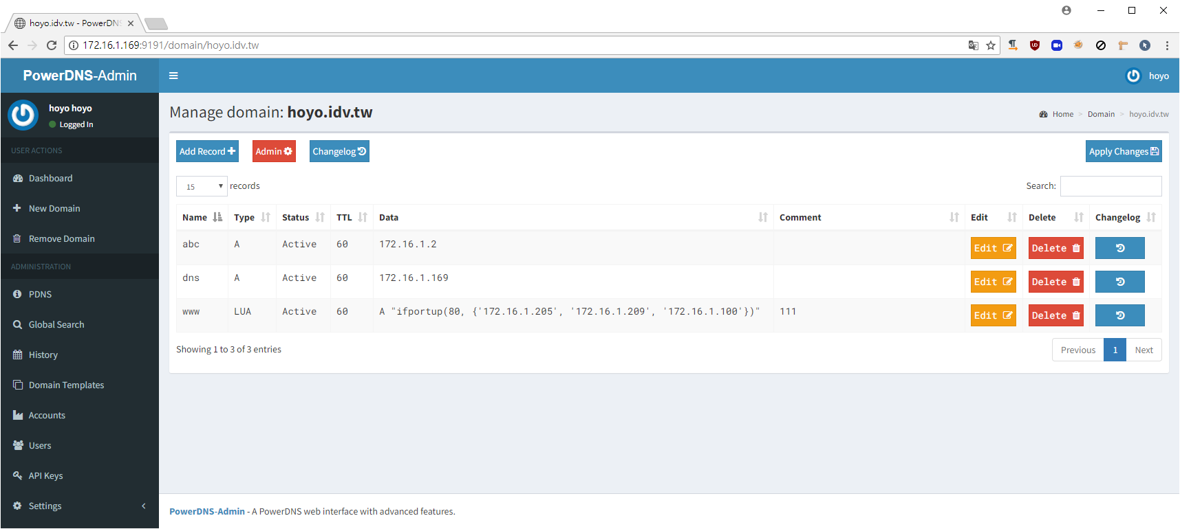 PowerDNS - hoyo 學習紀錄